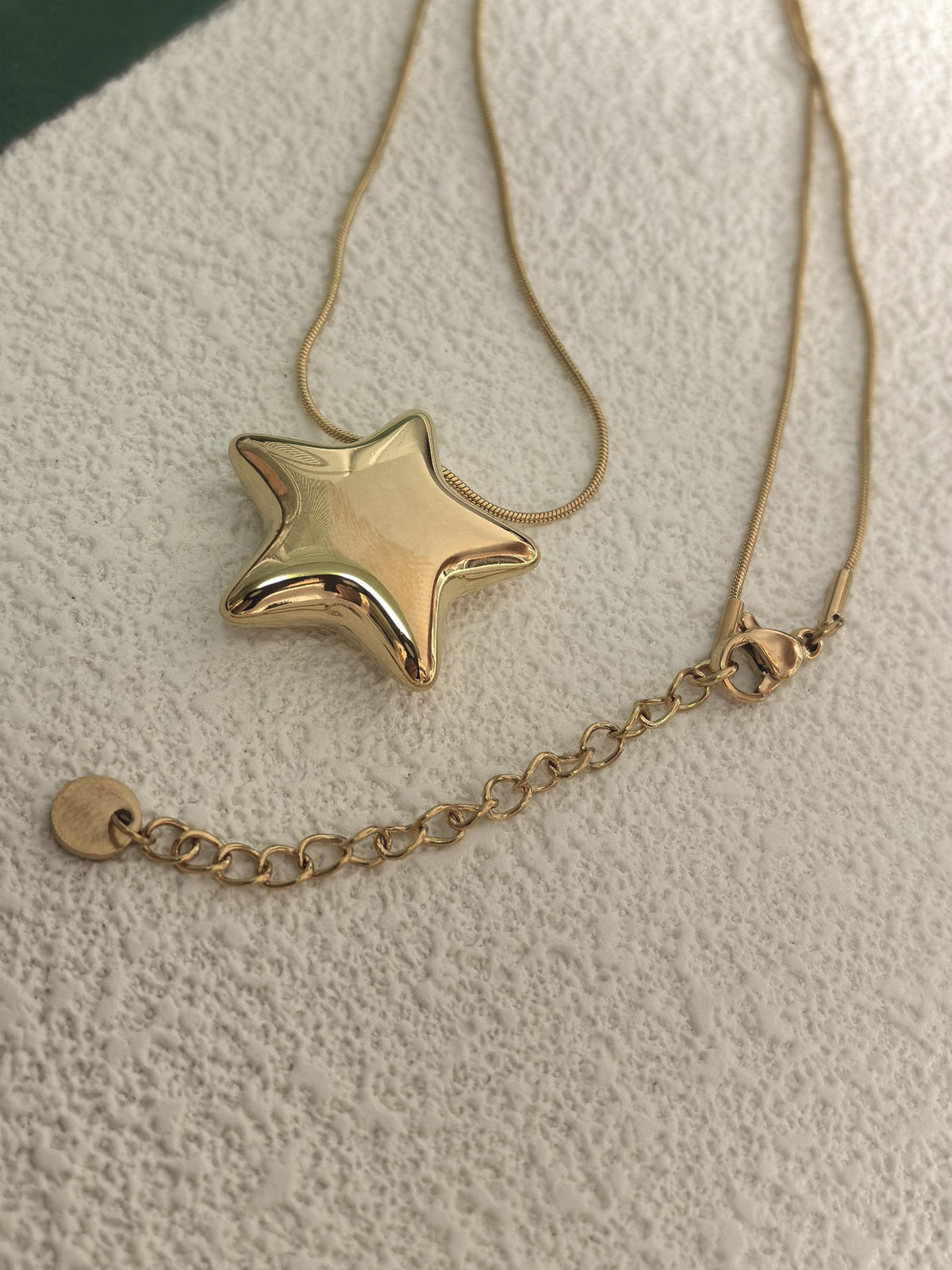 18K Gold Plate Titanium Steel Snake Chain Star Pendant Necklace ...