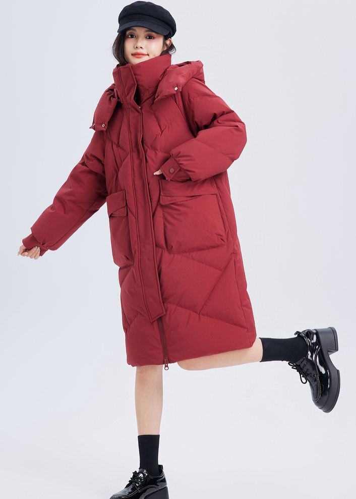Removable Hood Knee-Length Down Puffer Coat – Vivian Seven