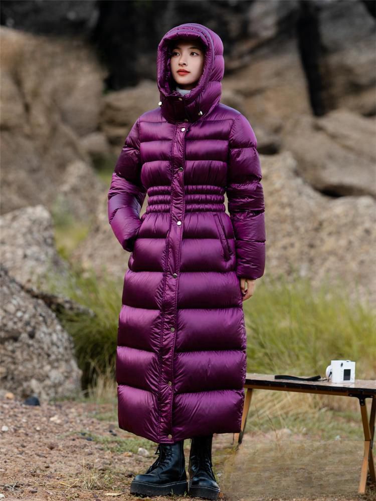 Hooded Long Down Puffer Coat | Winter Overcoat – Vivian Seven