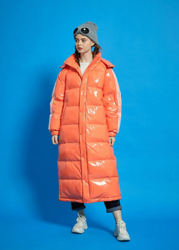 Orange Hooded Goose Down Puffer Long Coat – Vivian Seven