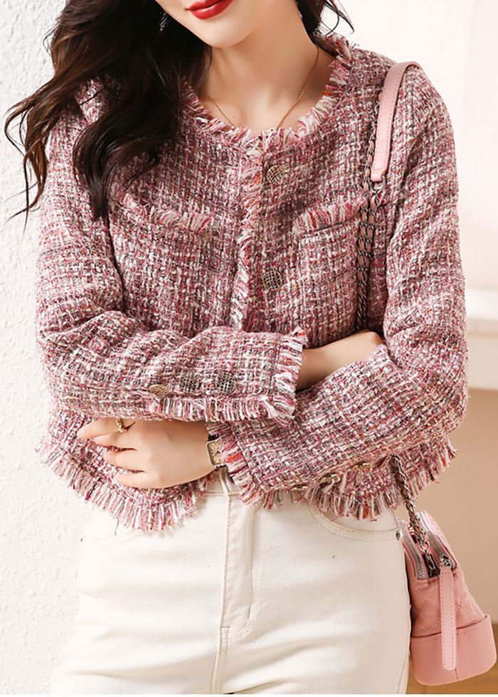 Tweed Pink Tassel Short Jacket – Vivian Seven
