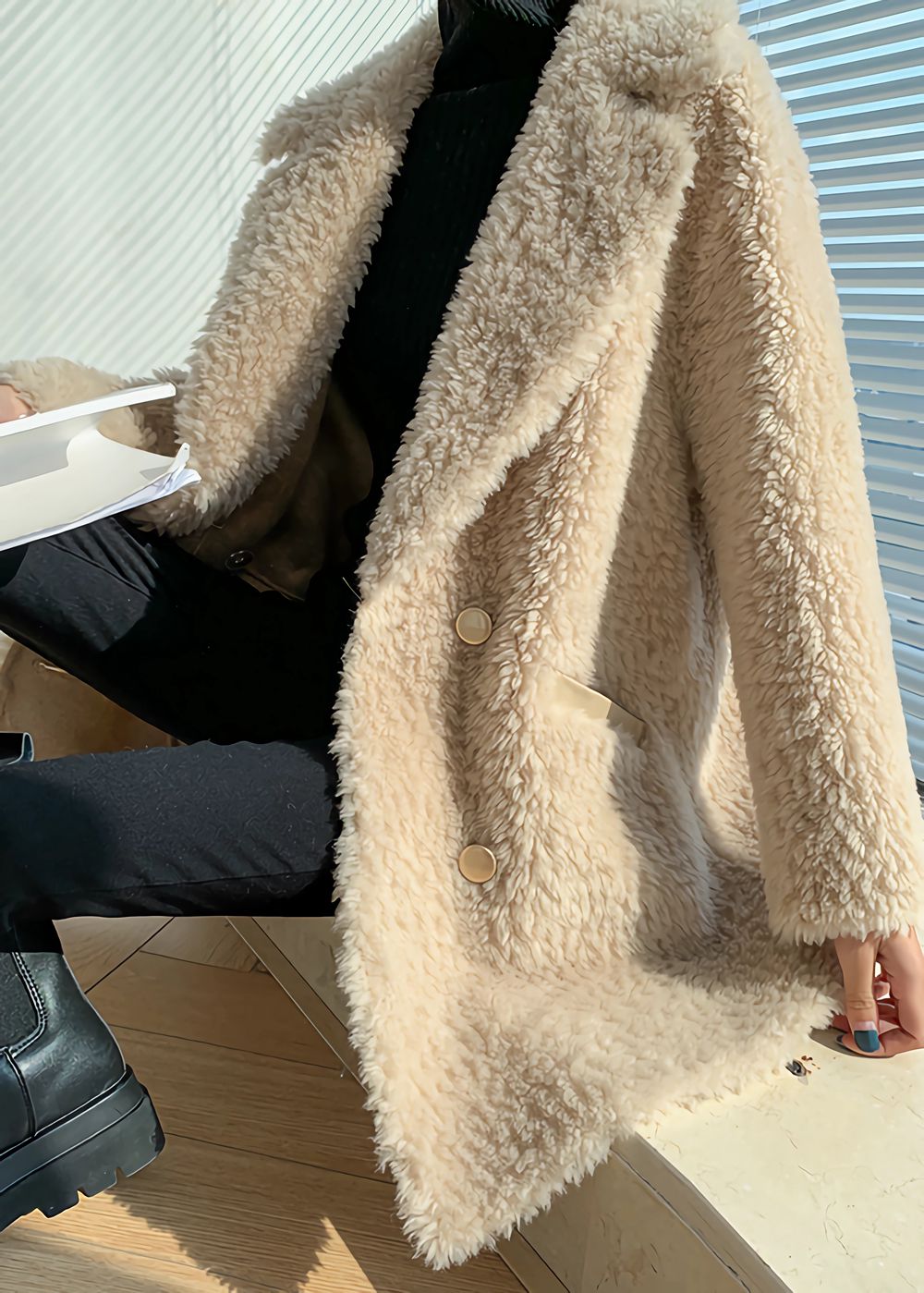 High Pile Wool Fleece Coat | Winter Outerwear – Vivian Seven