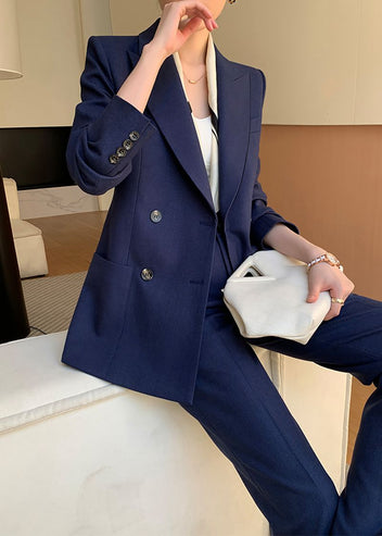 Handmade | Double Breasted Blazer Wide Pants Suit Two-Piece Set ...