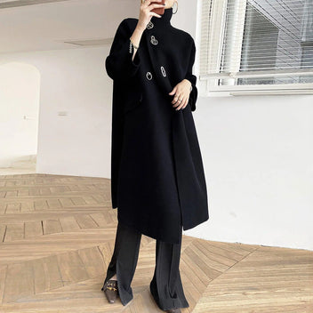 Stand Collar Hoop Loose Wrap Wool Blend Coat – Vivian Seven