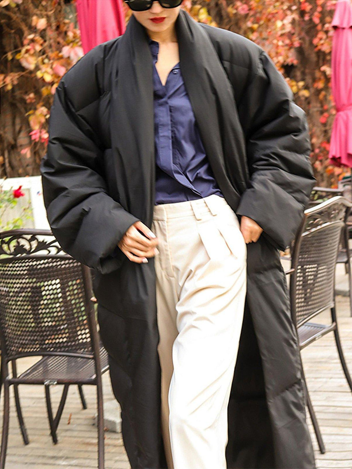Shawl Collar Belted Wrap Maxi Puffer Down Coat – Vivian Seven