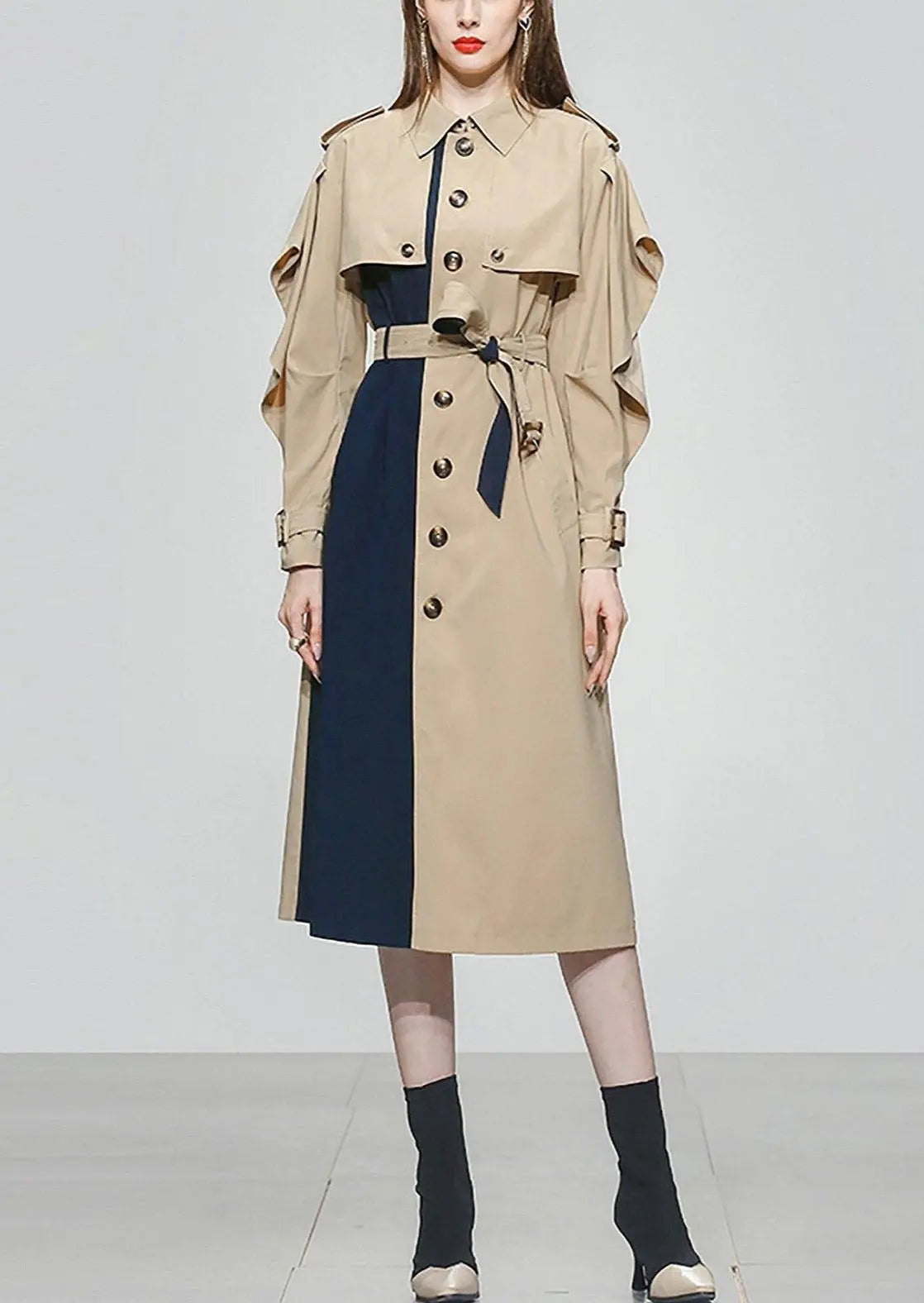 Colorblock Single Breasted Light Trench Coat – Vivian Seven
